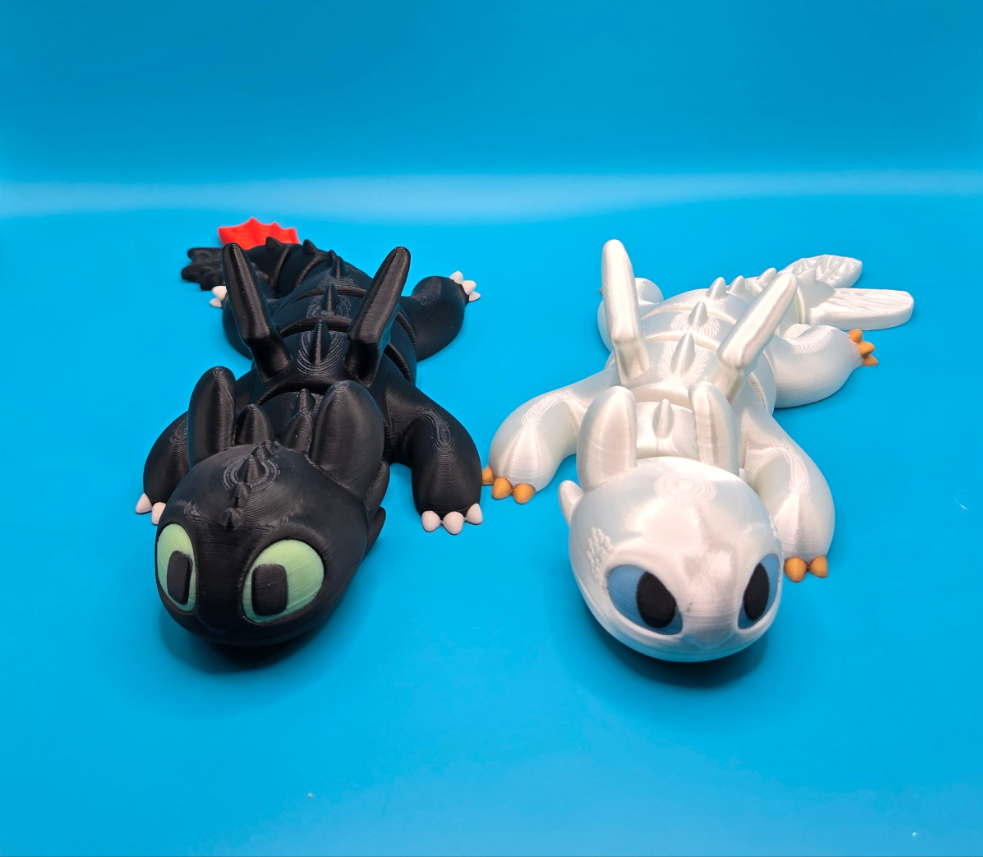 Toothless & Light Fury | Glow in the Dark | HTTYD | 3D Printed ...